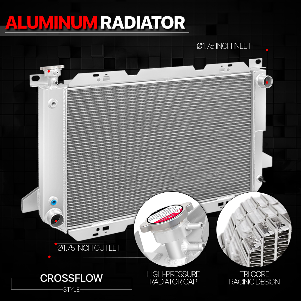 Fits 1985-1996 Ford F150/F250/Bronco V8 [TRI ROW CORE] Aluminum Racing ...
